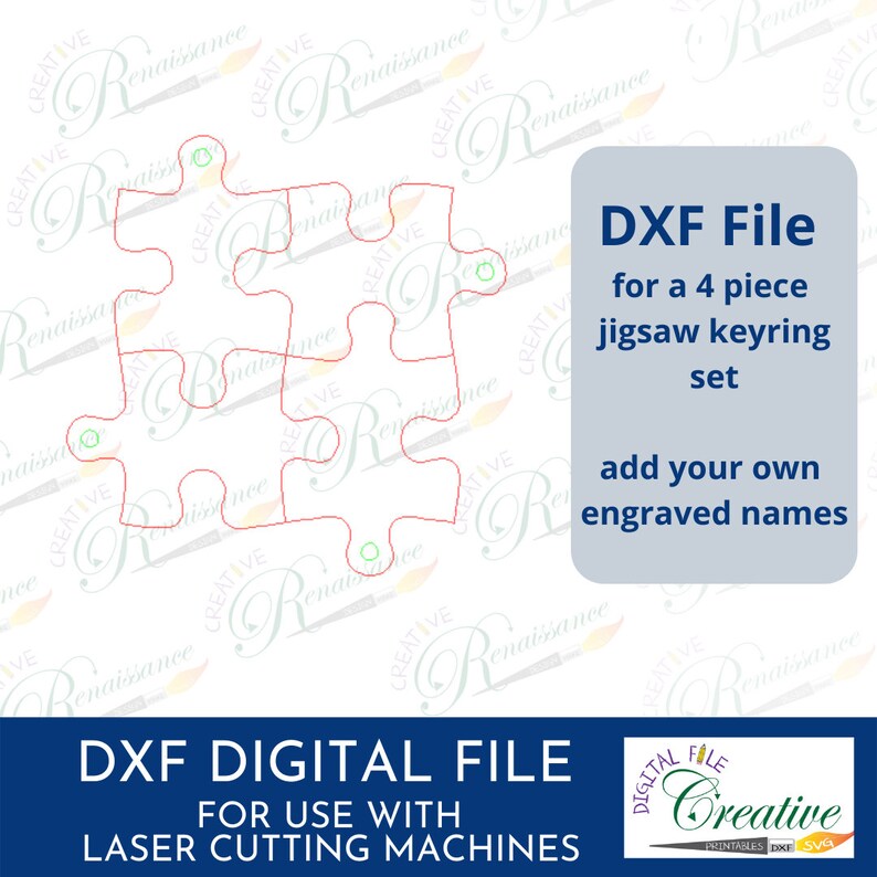 Jigsaw Keyring DXF / Four Piece Jigsaw Keyring / Mothers Day Gift ...