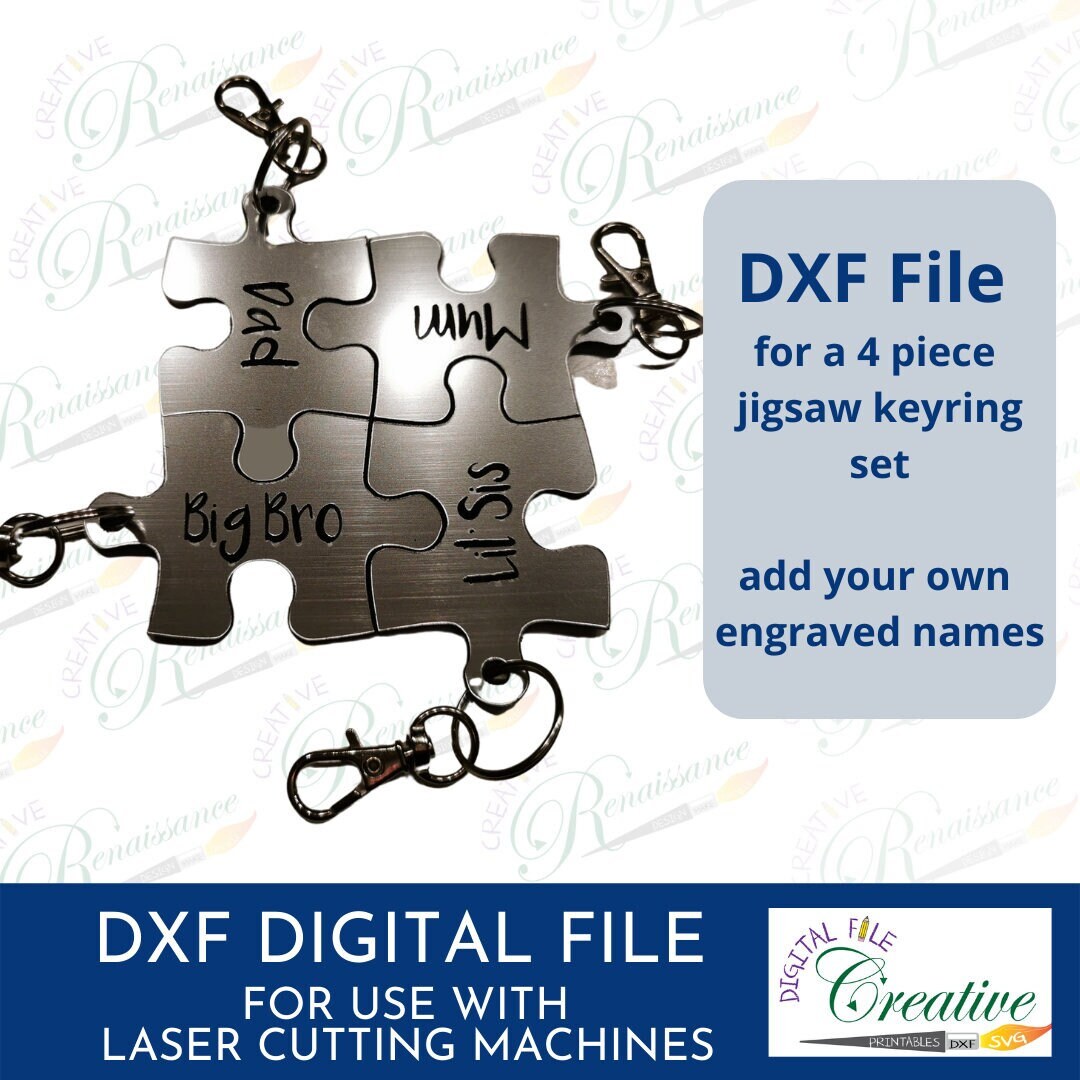 Jigsaw Keyring DXF / Four Piece Jigsaw Keyring / Mothers Day Gift ...