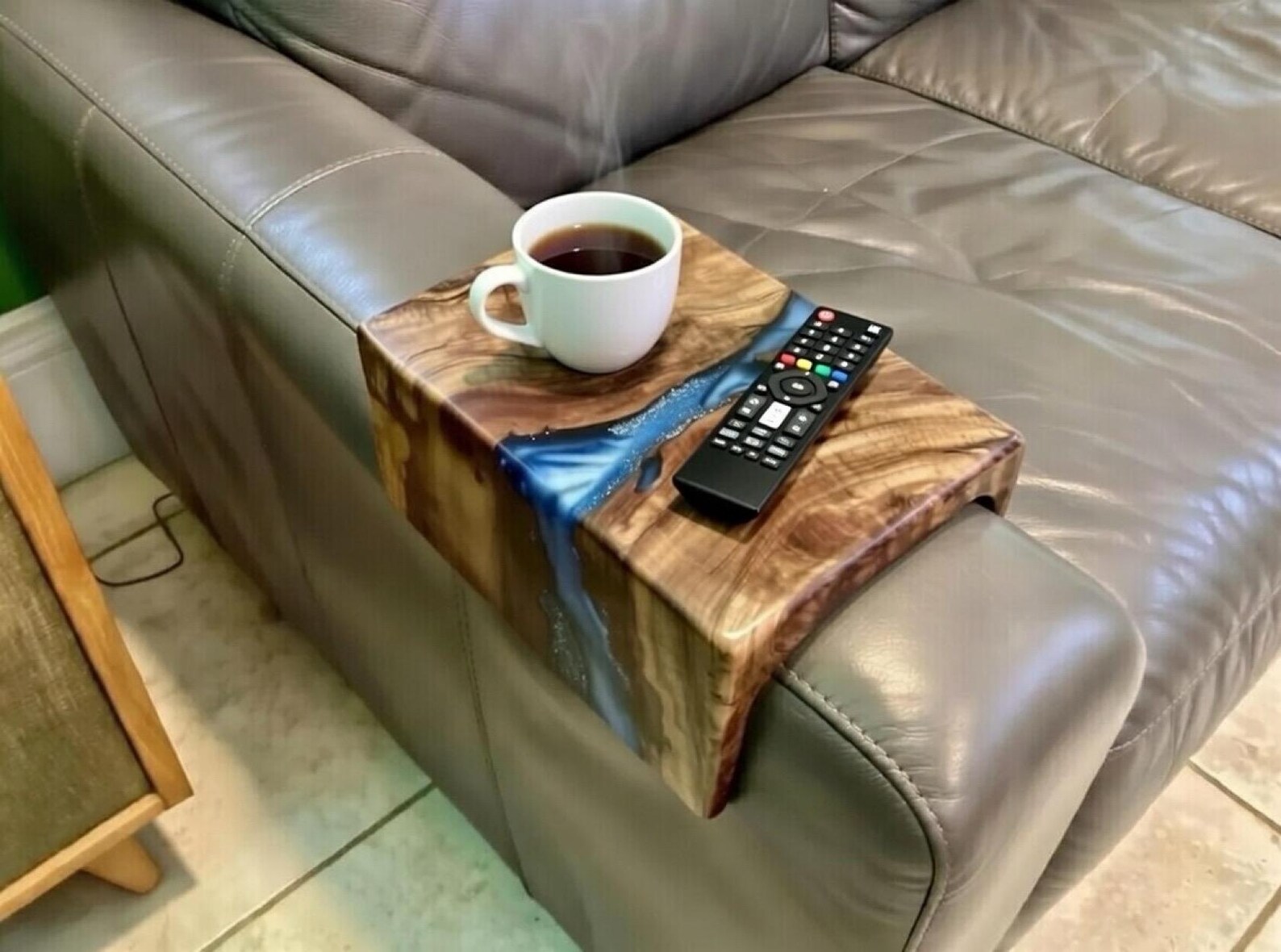 Live Edge Walnut & Epoxy "river" Couch Arm Table | Handmade | Sofa Tray ...