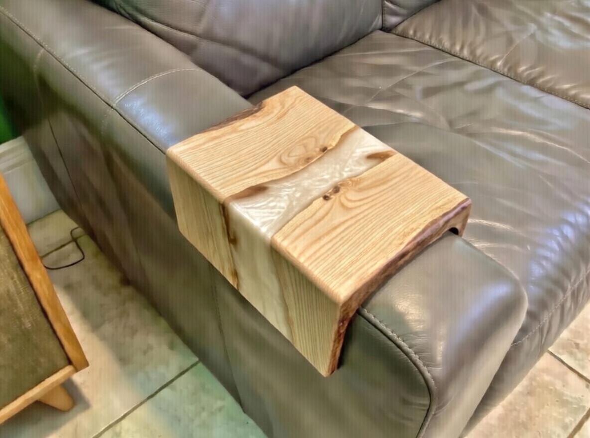 Live Edge Walnut & Epoxy "river" Couch Arm Table | Handmade | Sofa Tray ...