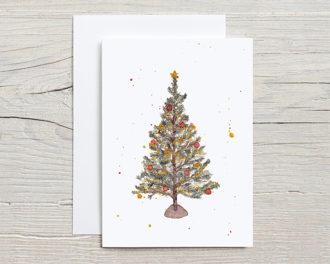 Cute Christmas Card | Christmas Tree Card | Handmade Watercolour Card ...
