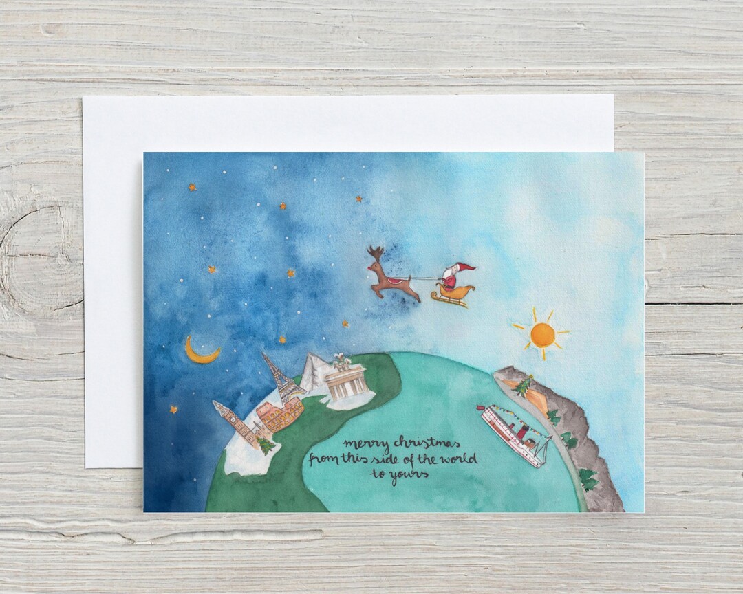 Cute Christmas Card | New Zealand Christmas Card | Handmade Watercolour ...