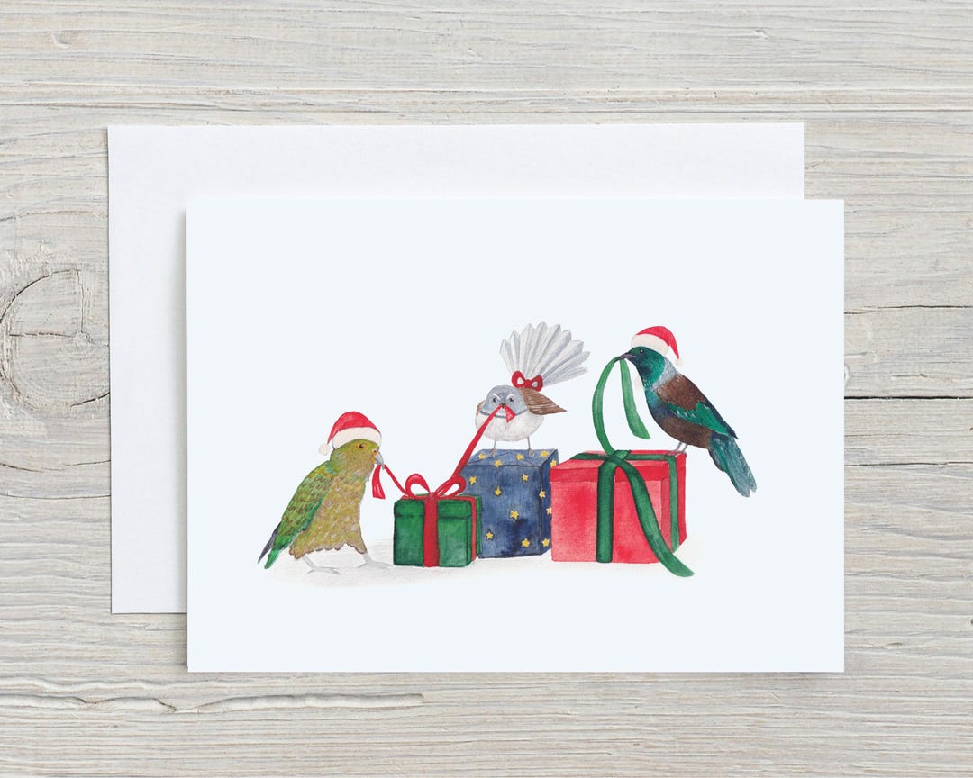 Cute Christmas Card | New Zealand Christmas Card | Handmade Watercolour ...