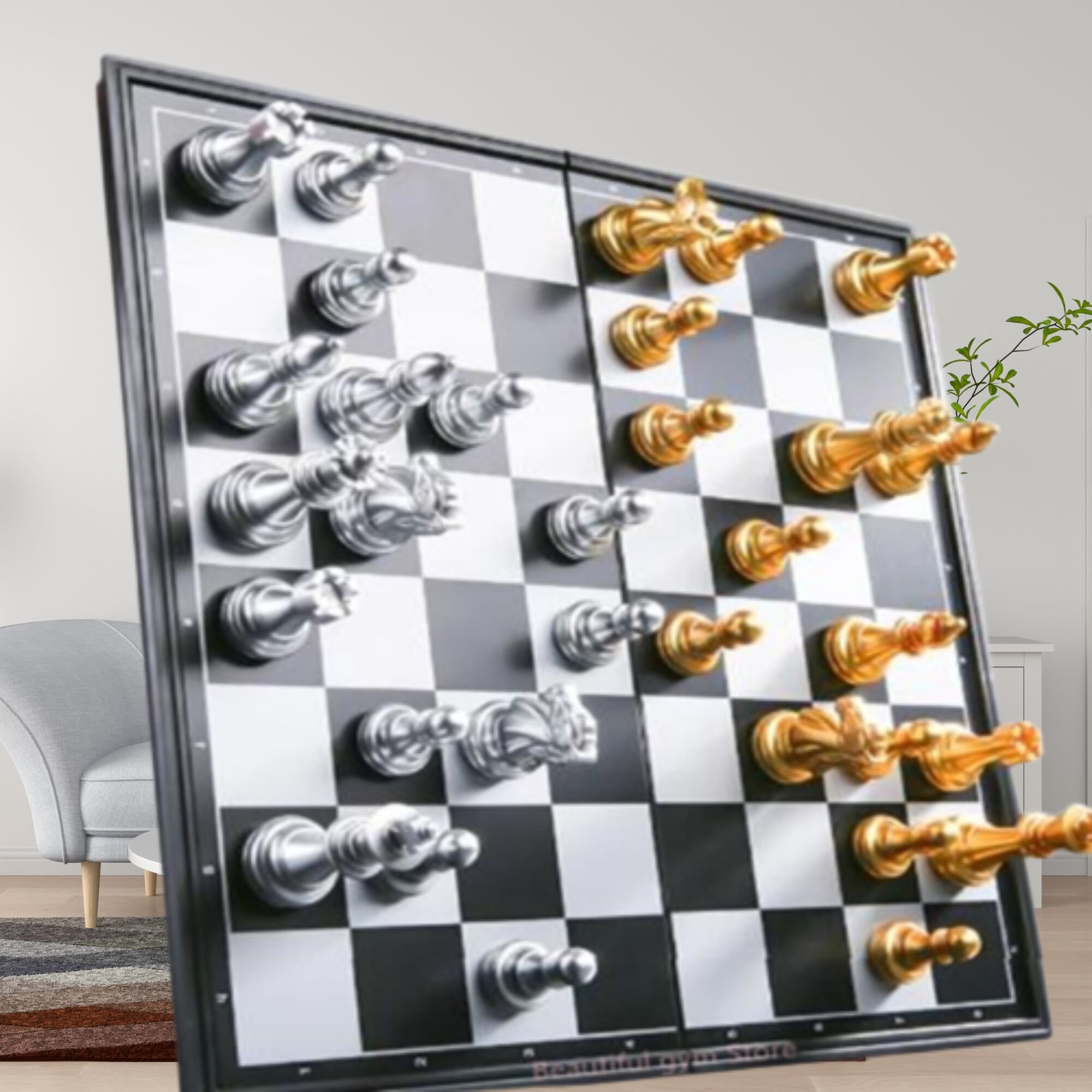 Medieval Chess Set With High Quality Chessboard 32 Gold Silver Chess ...