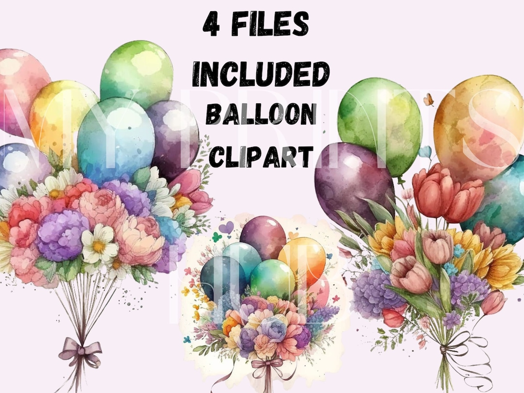 Rainbow Birthday Balloons Clipart Digital Party Balloon PNG - Etsy