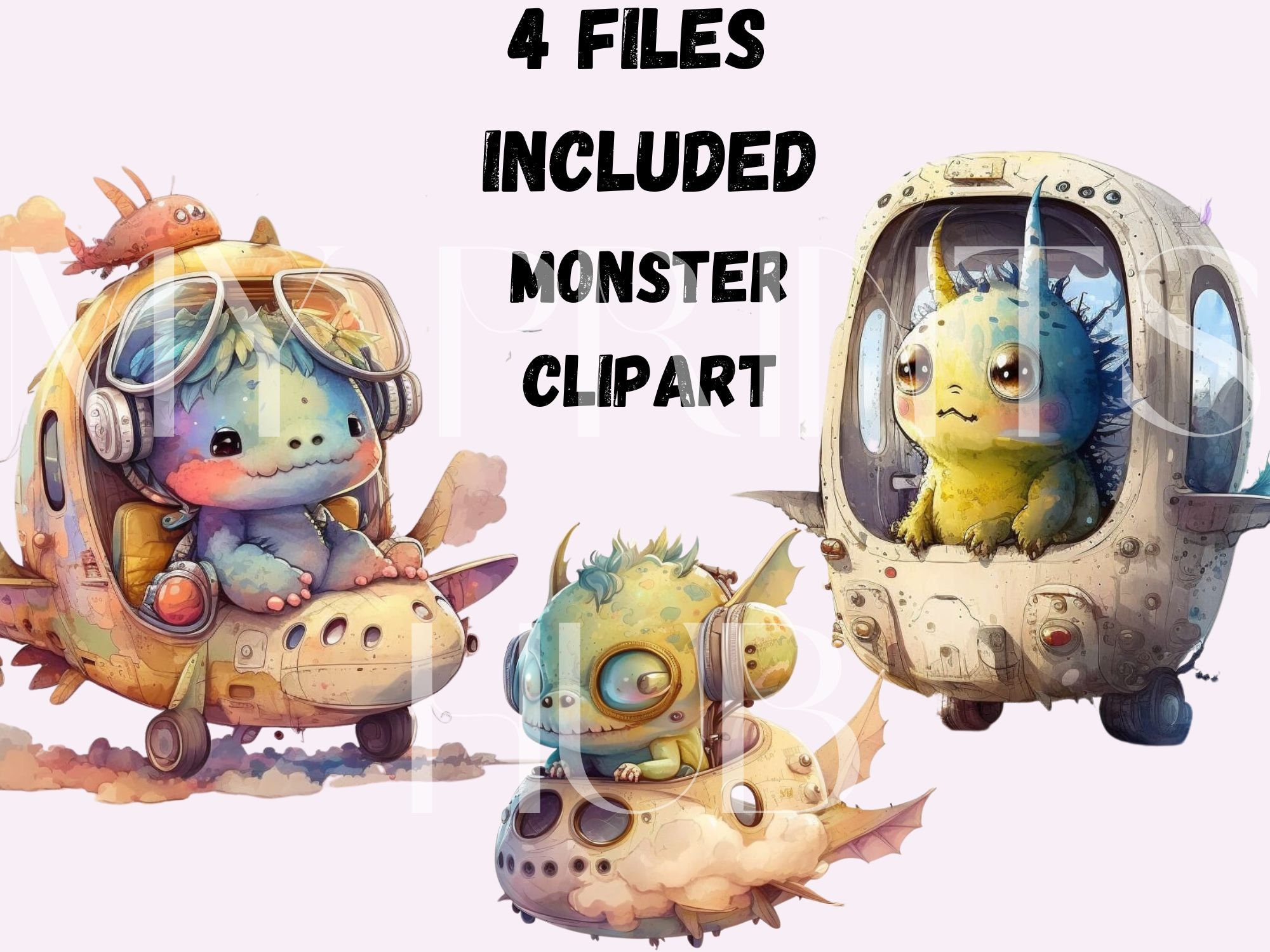 Monster Clipart Airplane Clipart Digital Cute Monster PNG - Etsy