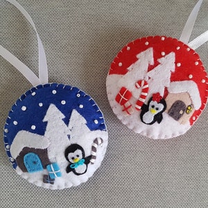 Penguin in the Snowy Forest Christmas Ornament, Felt Penguin Christmas ...
