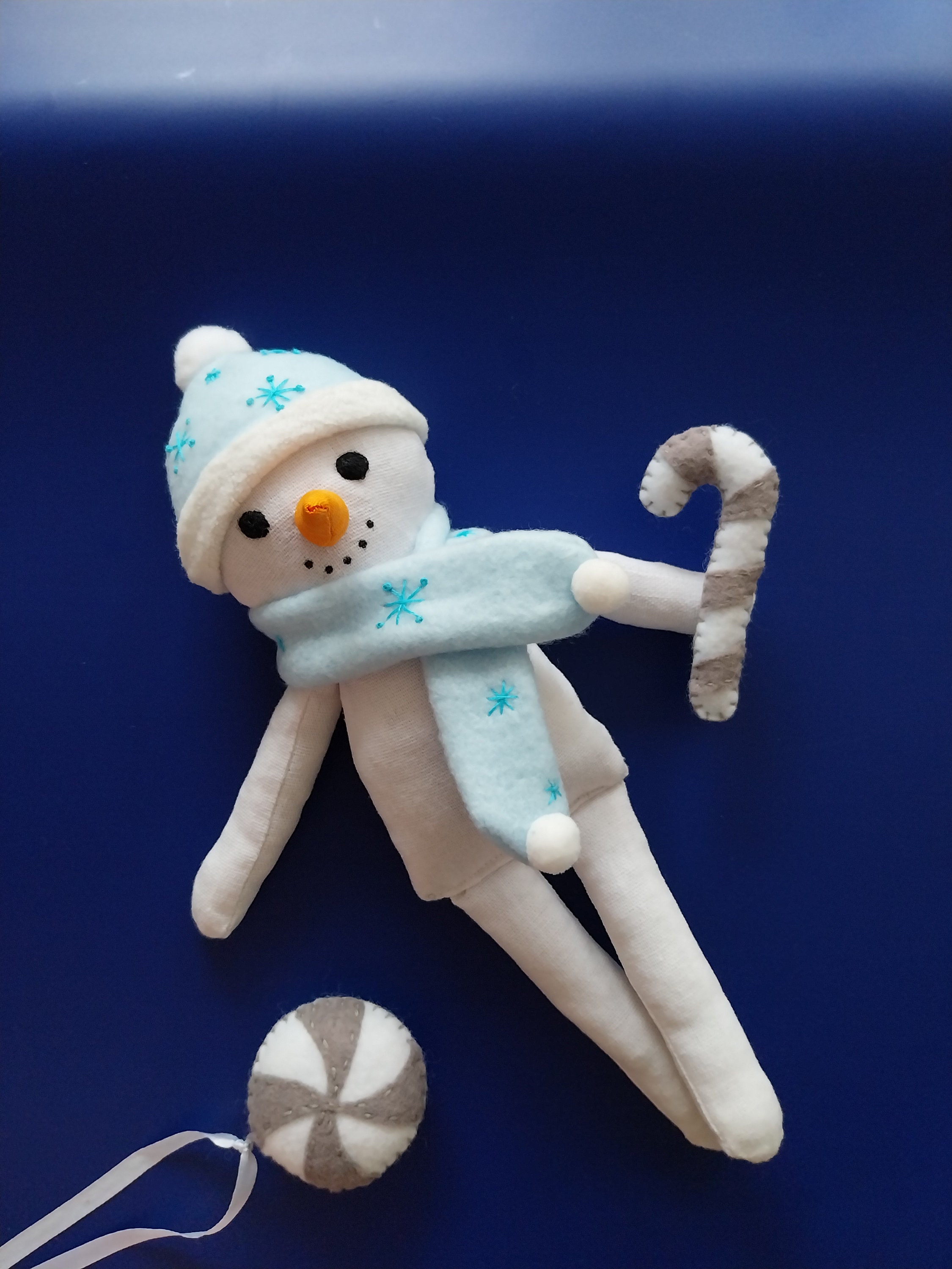 Snowman Heirloom Doll, Textile Snowman Doll, Snowman Plushie, Handmade ...