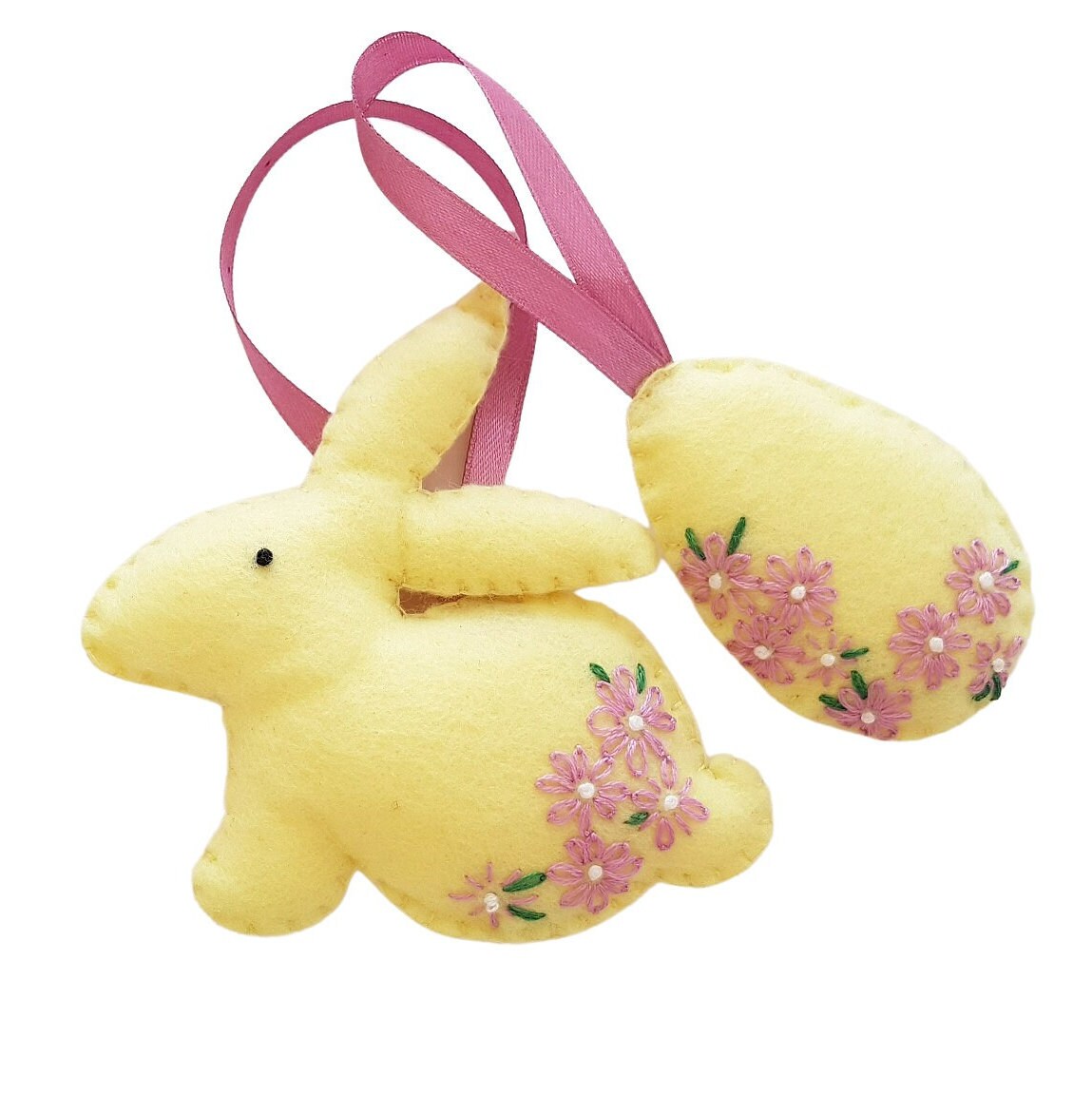 Set of 2 Felt Easter Decoration, Felt Eggs, Easter Felt Ornaments ...