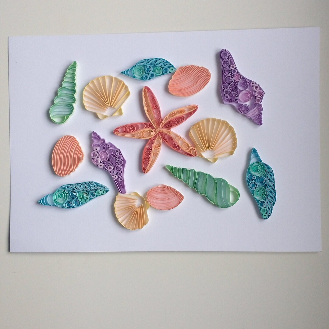Handmade Seashells Paper Quilling Art, by the Sea Collection, Unframed ...
