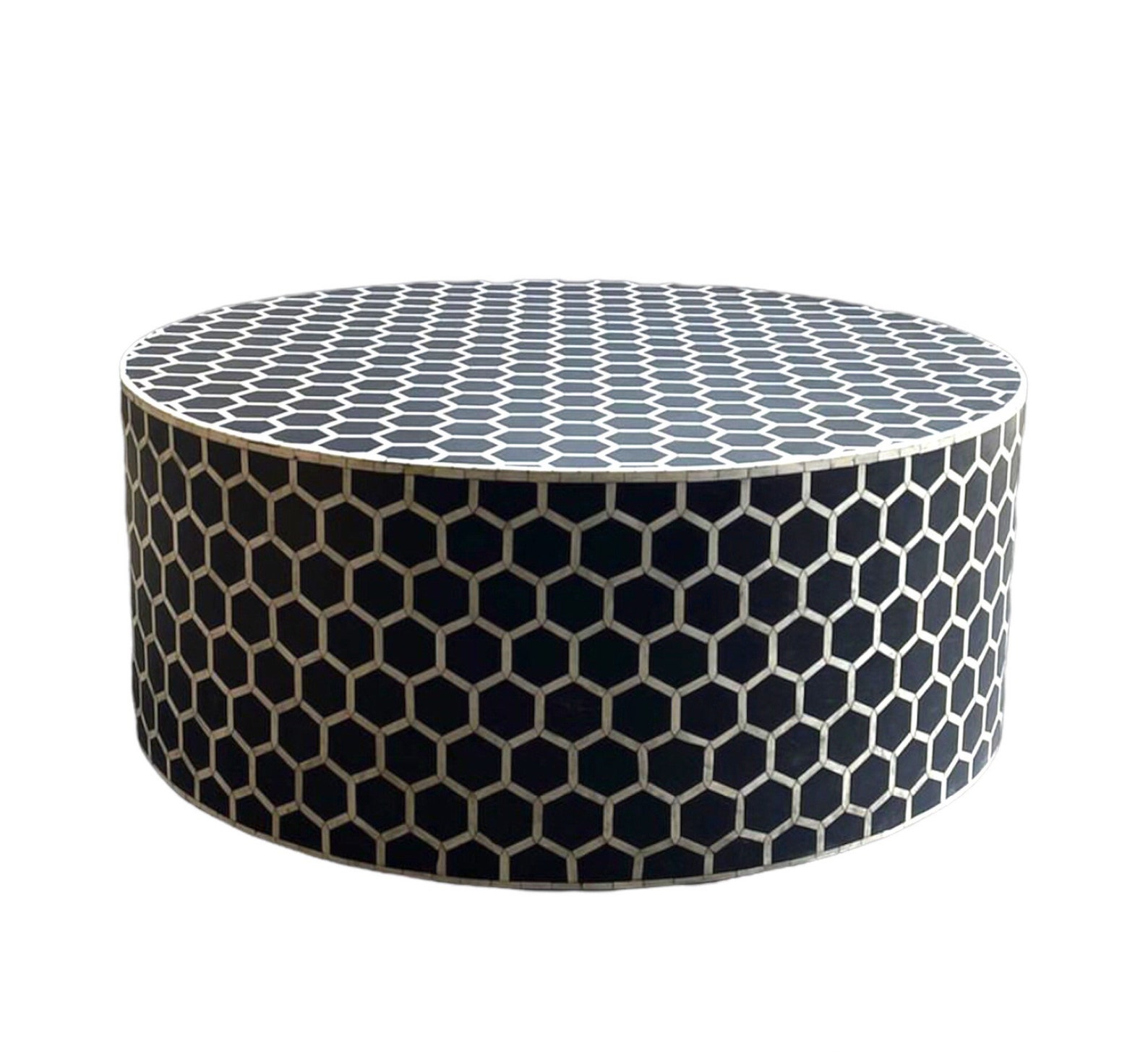 Luxurious Bone Inlay Honeycomb Pattern on Wooden Round Coffee - Etsy