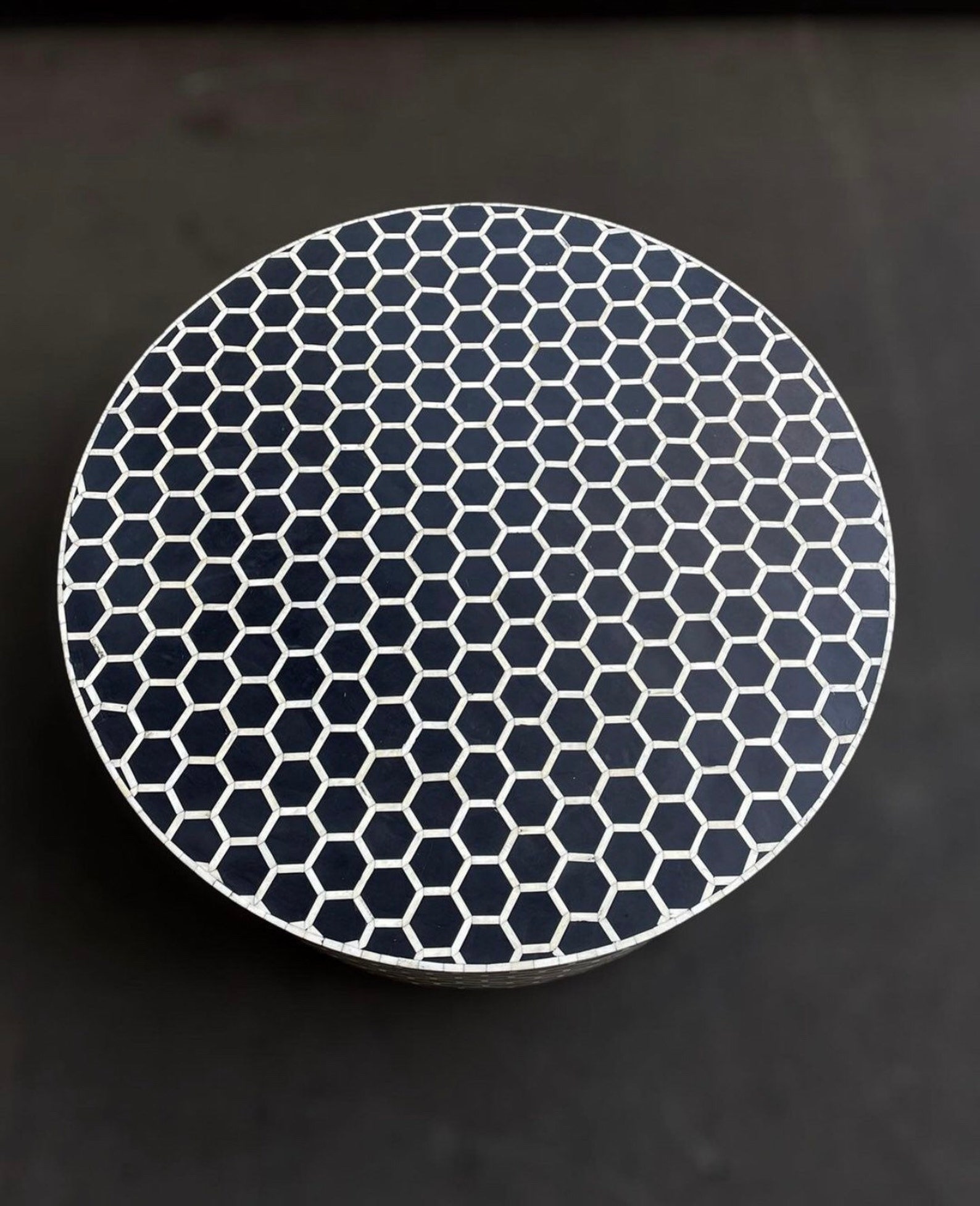 Luxurious Bone Inlay Honeycomb Pattern on Wooden Round Coffee - Etsy