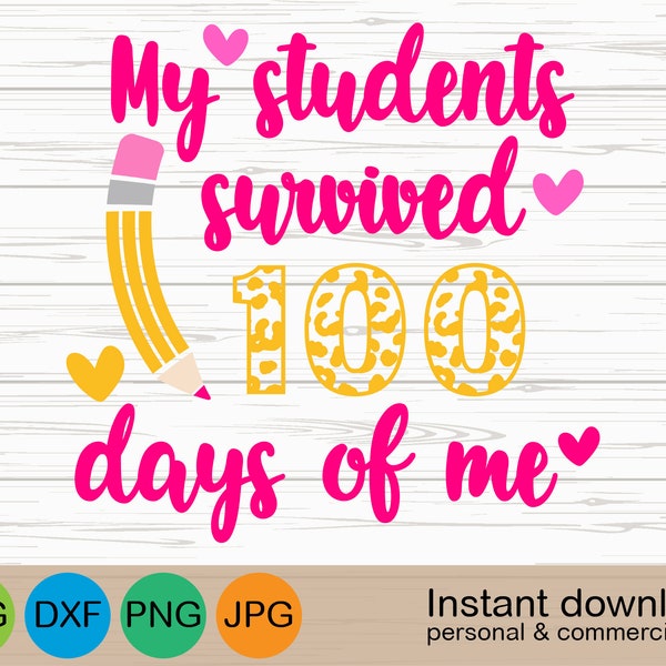 My Students Survived 100 Days of Me Svg - Etsy