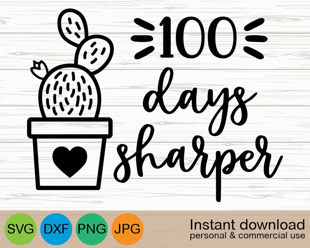 100 Days Sharper Svg, Happy 100 Days of School Svg, Cactus 100 Days ...