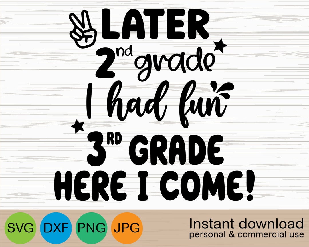 Later 2nd Grade I Had Fun 3rd Grade Here I Come Svg, Last Day of 2nd ...