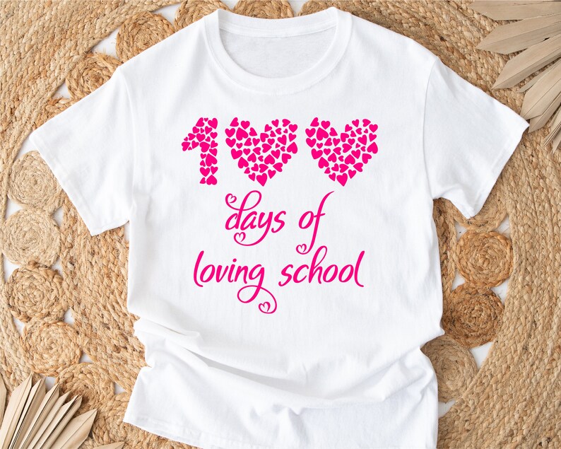 100 Days of Loving School Svg, 100 Hearts Svg, Happy 100th Day of ...