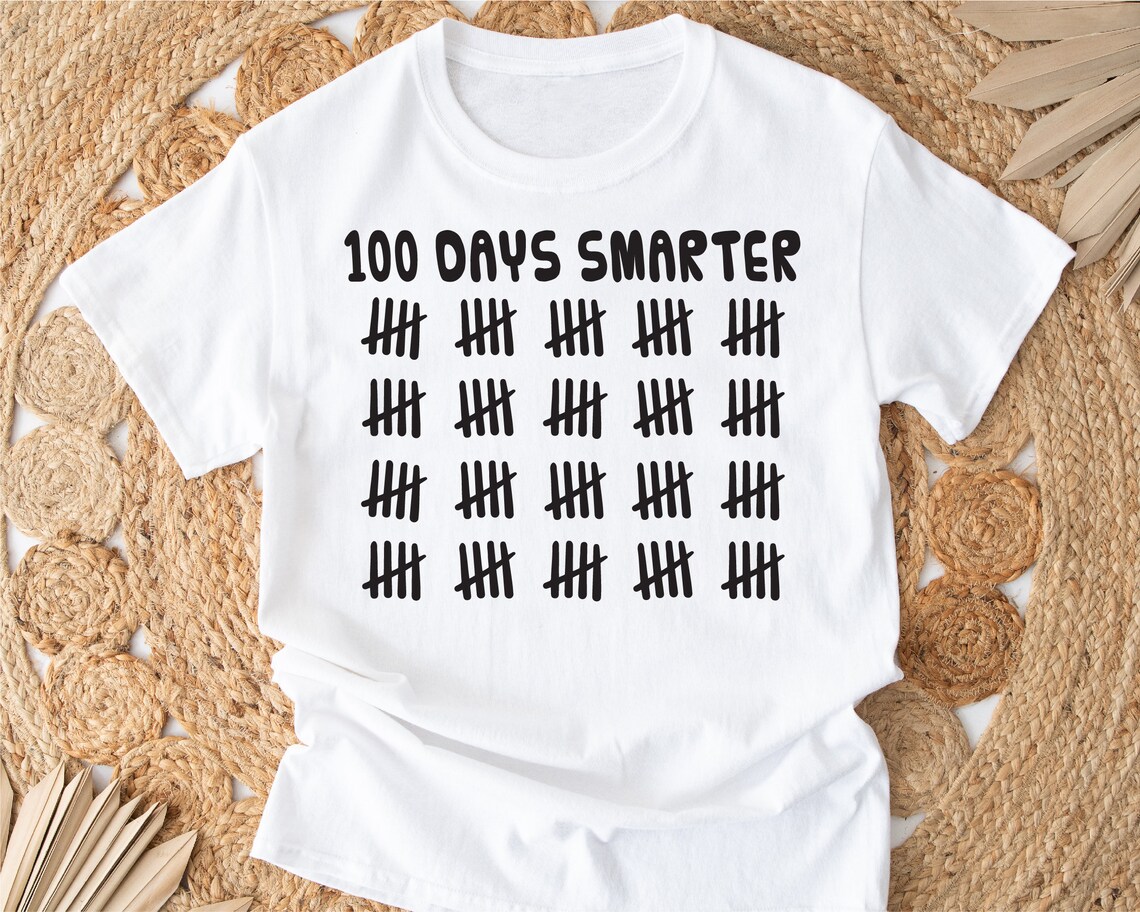 100 Days Smarter Svg, Boy 100 Tally Marks Svg, 100th Day of School Svg ...