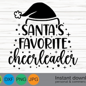 Santa's Favorite Cheerleader Svg, Christmas Svg, Santa Hat, Cheerleader ...
