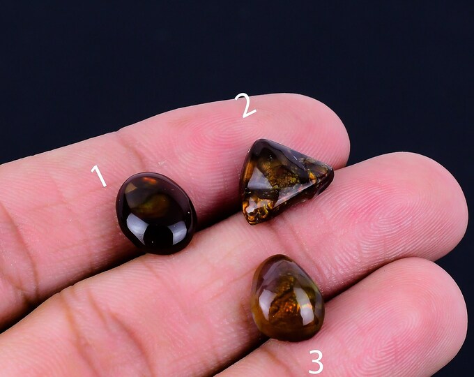 4.55 Cts Fire Agate Gemstone/ Brown Cabochon Agate / Fancy Loose Gem ...