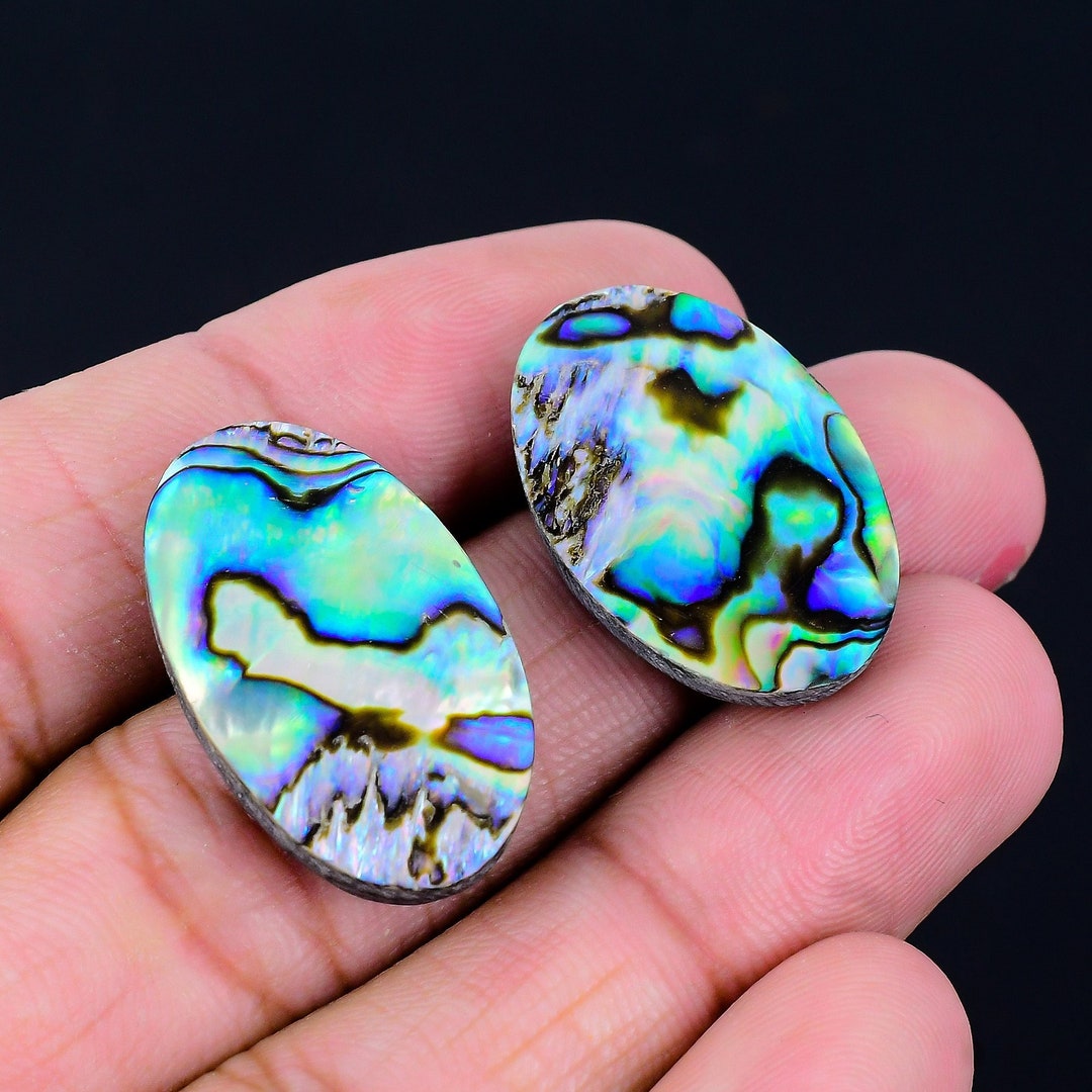 25.00 Cts Abalone Shell Gemstone/ Blue Abalone Shell Flat/ Oval Abalone ...