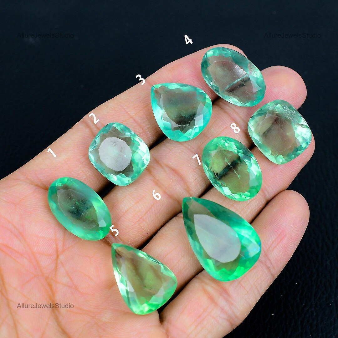 Unheated Green Fluorite Gemstone Natural 50.00 Cts Fluorite Faceted ...