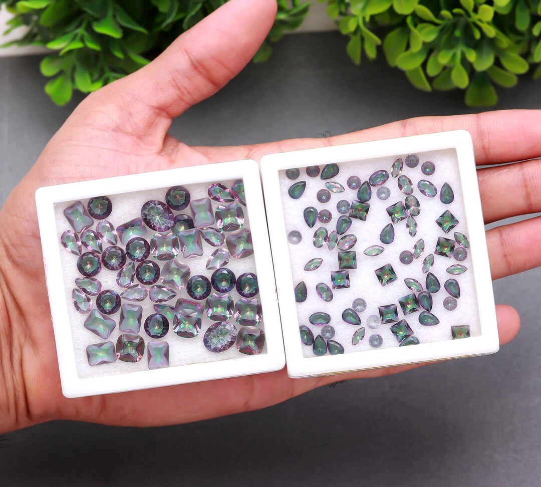 100 Pieces Mystic Topaz Faceted Gemstone Mix Shape and Size Mystic ...