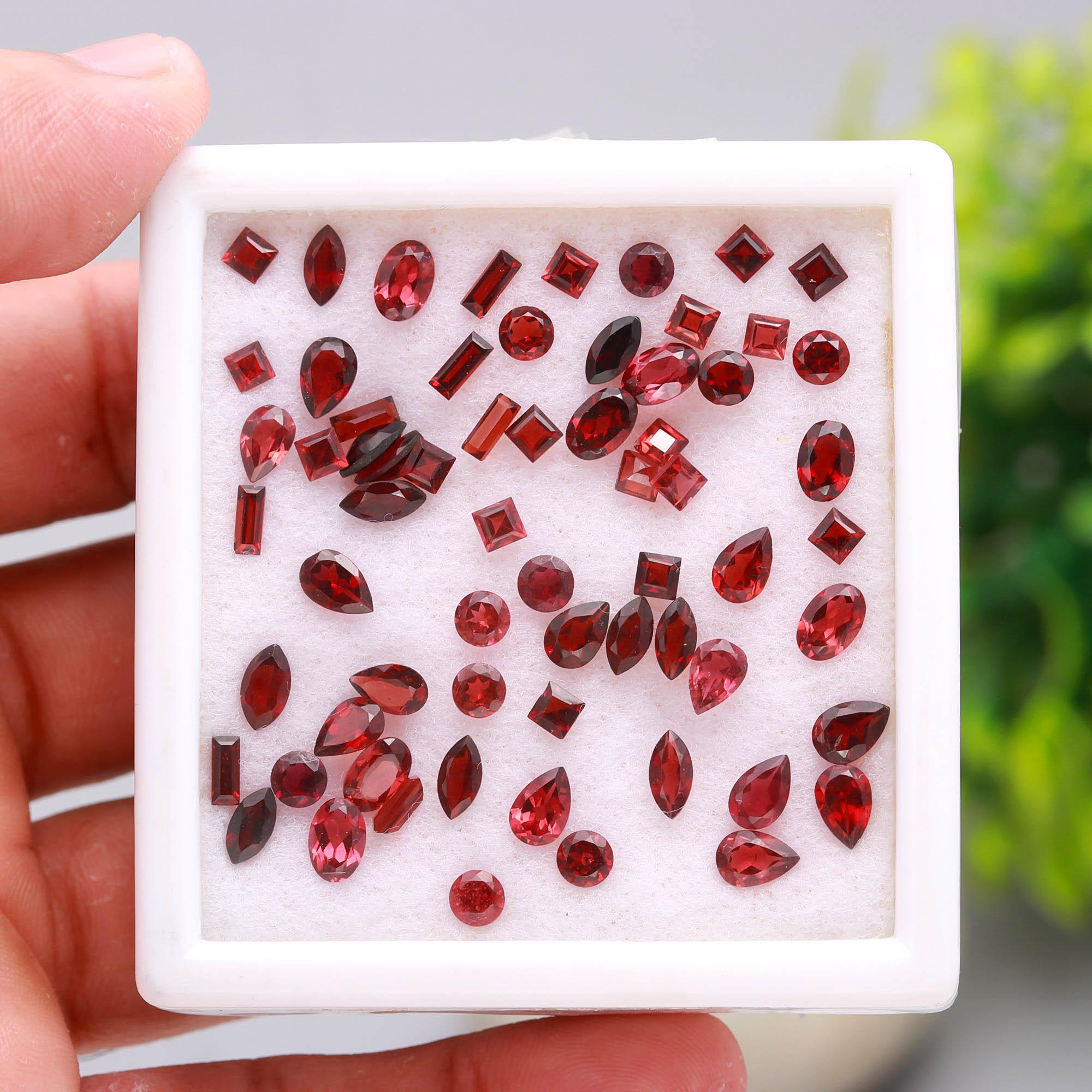 100 Pieces Garnet Faceted Gemstone Mix Shape and Size Garnet Cut Stone ...