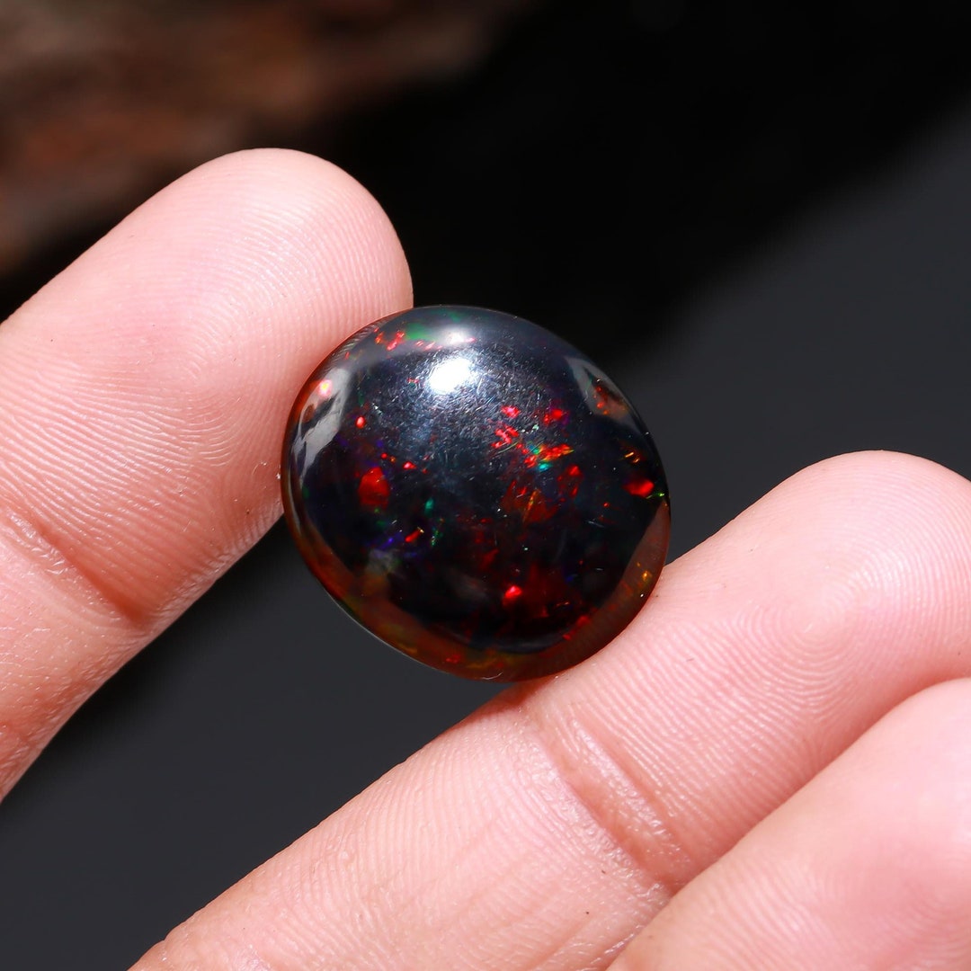 Cabochon Cut Black Ethiopian Opal Gemstone/ Black Opal Cabochon/ Opal ...