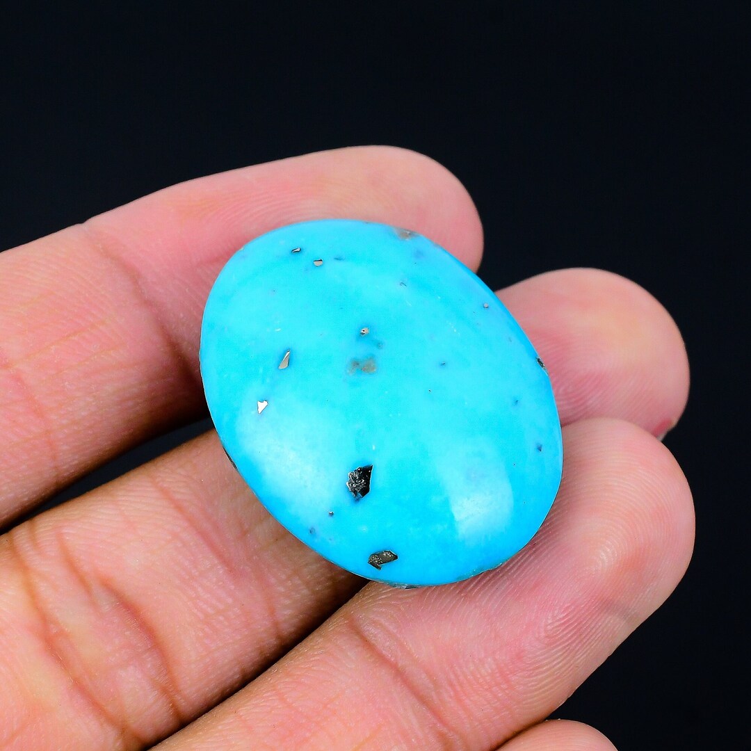 Natural Cabochon Cut Arizona Turquoise / 66.20 Cts Blue Gemstone/ Oval ...