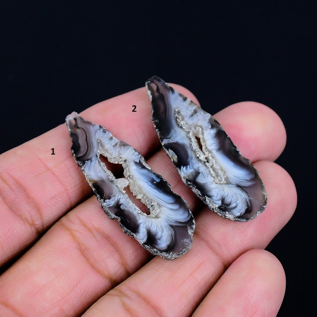 Natural 19.20 Cts Oco Geode Agate Druzy, White Gemstone, Fancy Agate ...