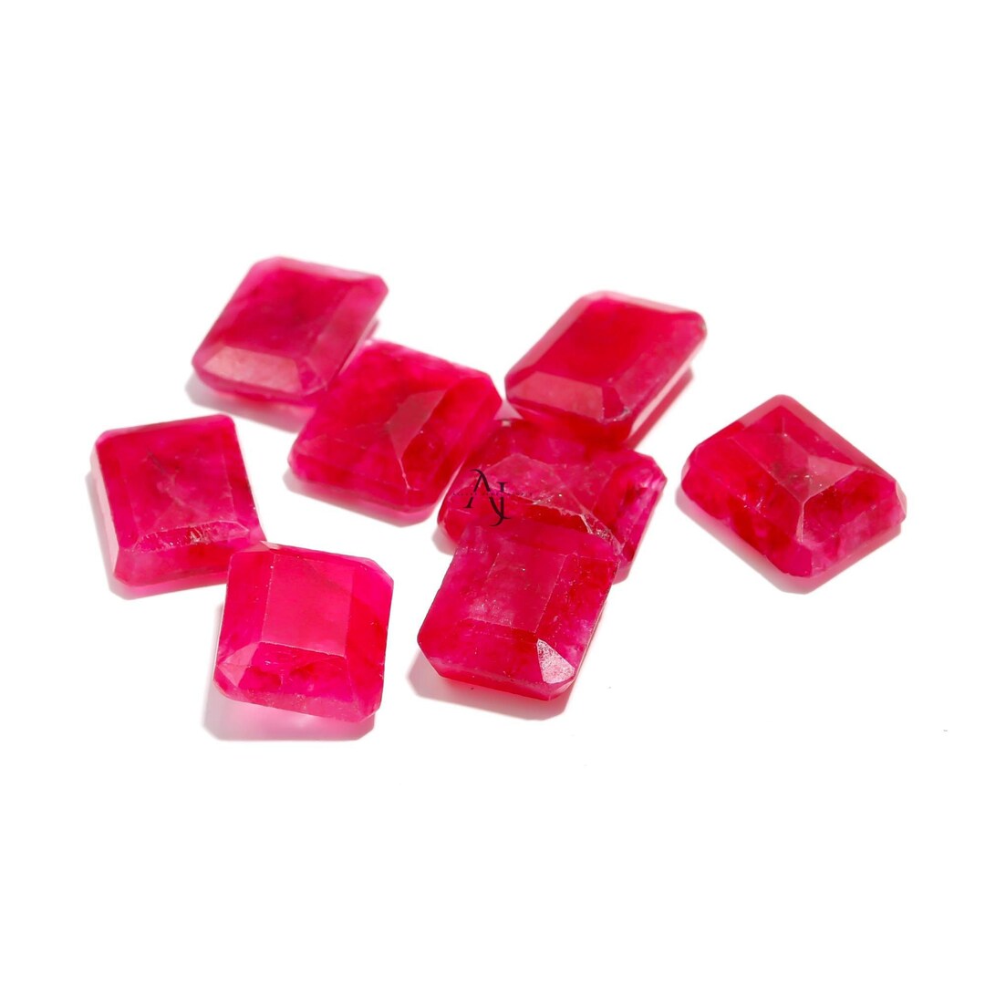 Genuine Ruby Gemstone/ Red Ruby Faceted/ Rectangle Ruby Gemstone ...