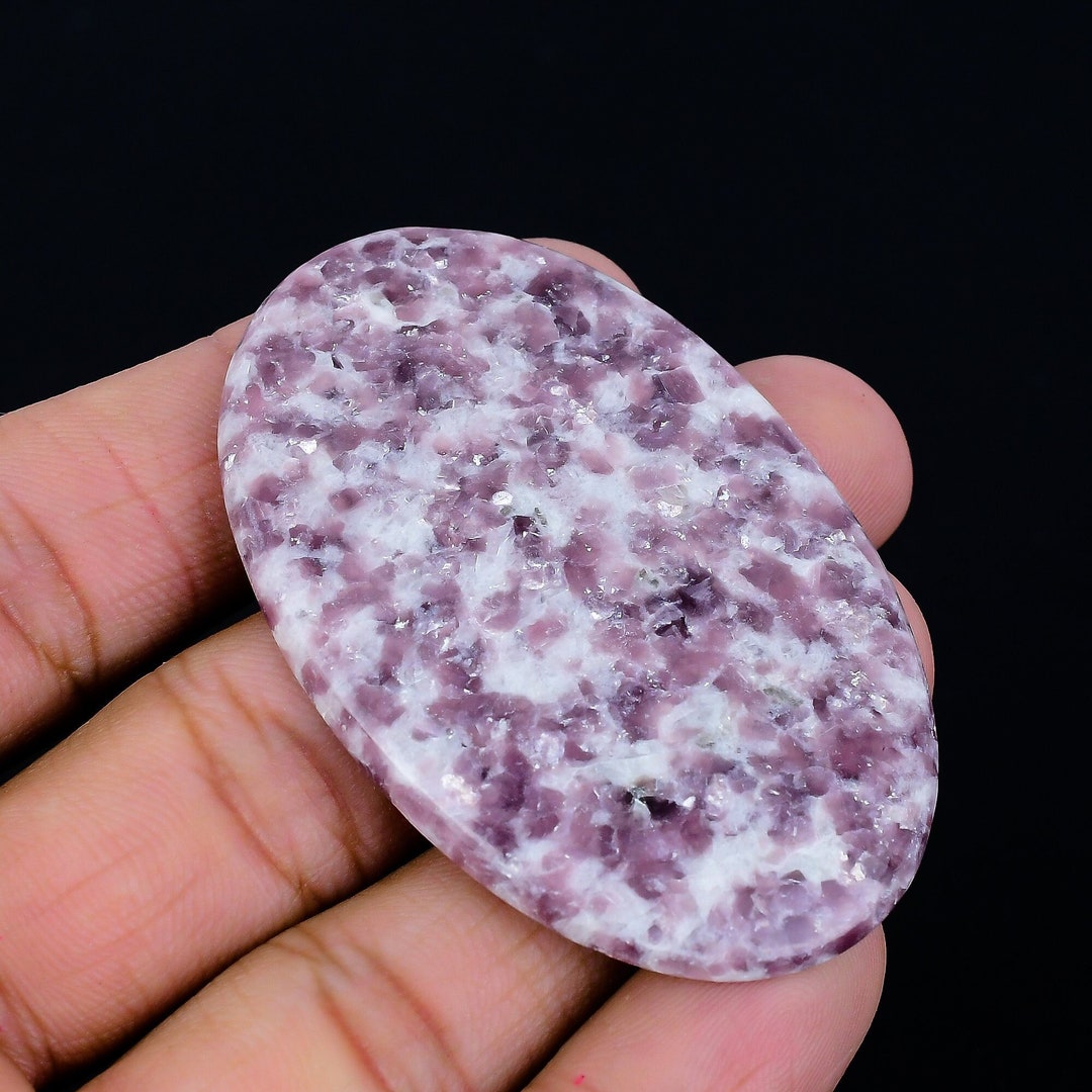 115.00 Cts Lepidolite Gemstone, Lepidolite Cabochon, Natural Oval Pink ...