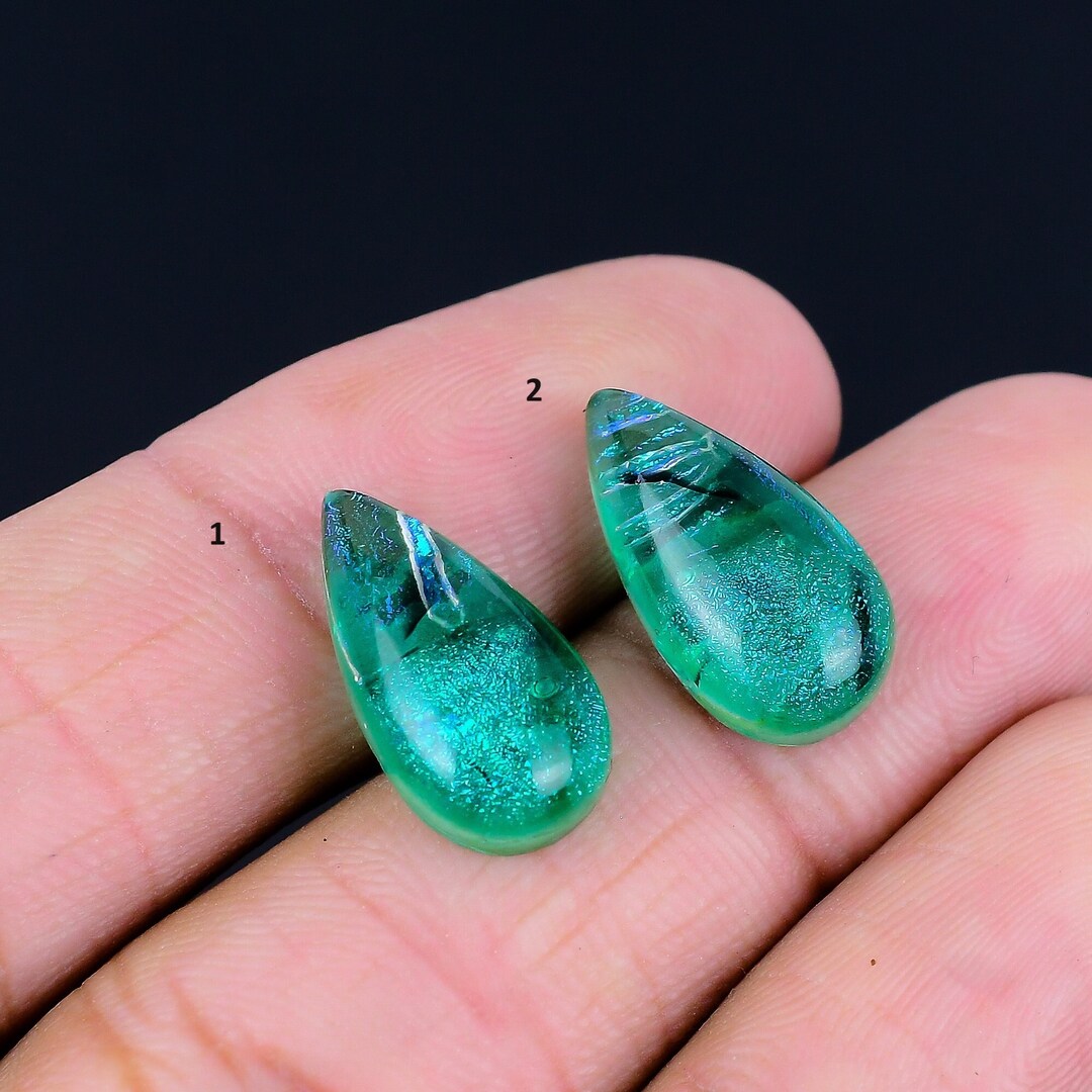 2.98 Cts Mexican Dichroic Glass Gemstone/ Green Cabochon Mexican ...