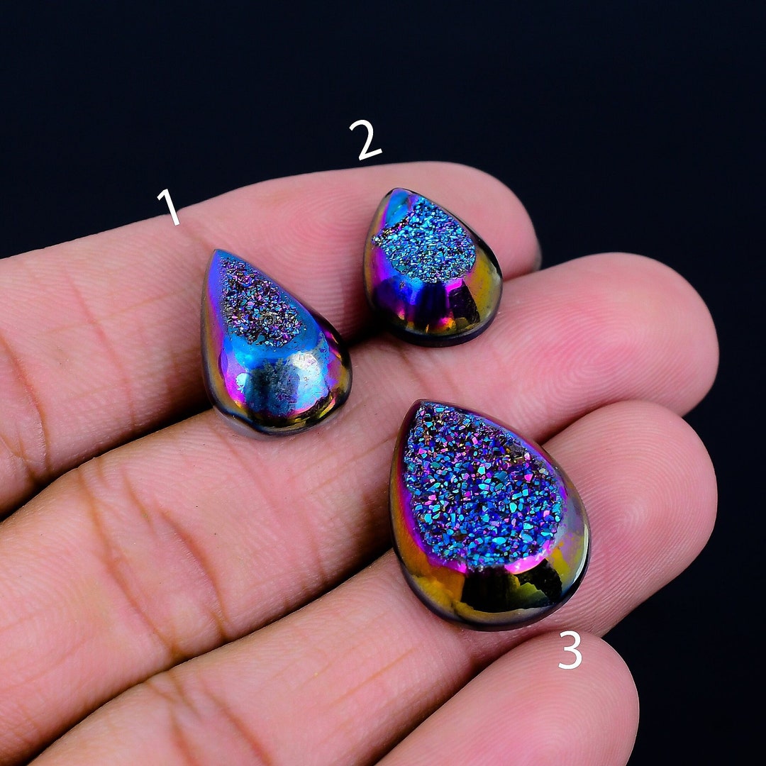 Pietra preziosa di titanio autentica da 16,30 ct/Drusy di titanio blu ...