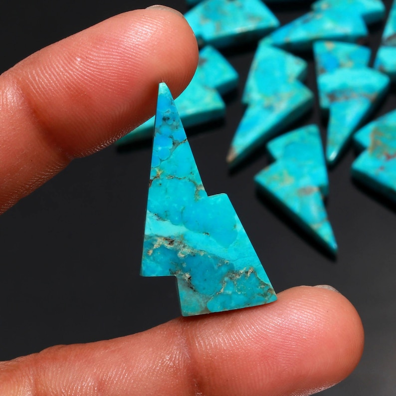 Mohave Turquoise Lightning Bolt – Natural Gemstone for Ring & Jewelry ...