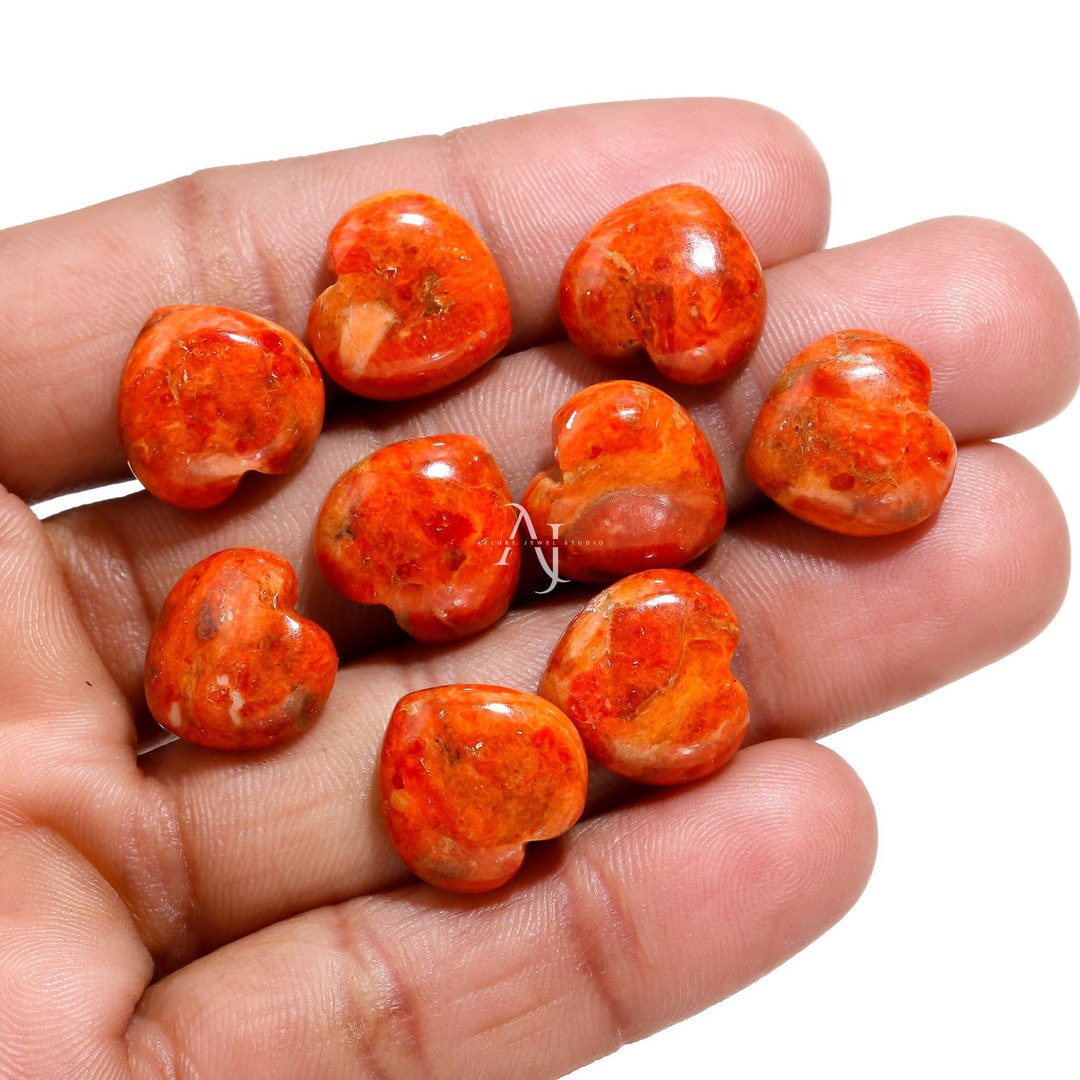 Genuine Coral Gemstone Hearts, Red Coral Crystal, Coral Wholesale Lot ...