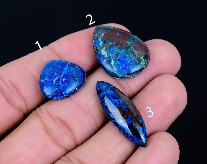Genuine 19.70 Cts Azurite Gemstone/ Blue Azurite Cabochon/ Marquise ...