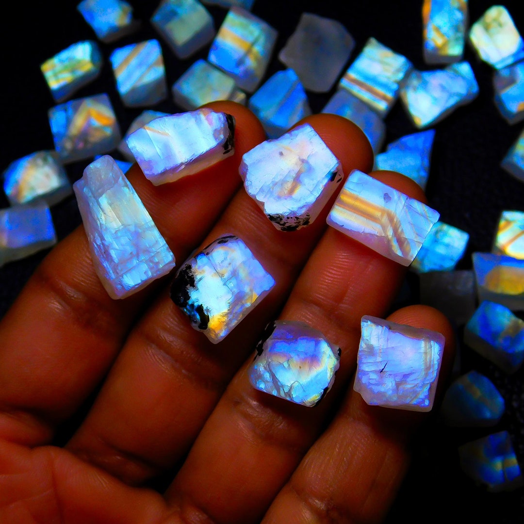 Wholesale Rainbow Moonstone, Rainbow Moonstone Rough Lot- Bulk Flashy ...