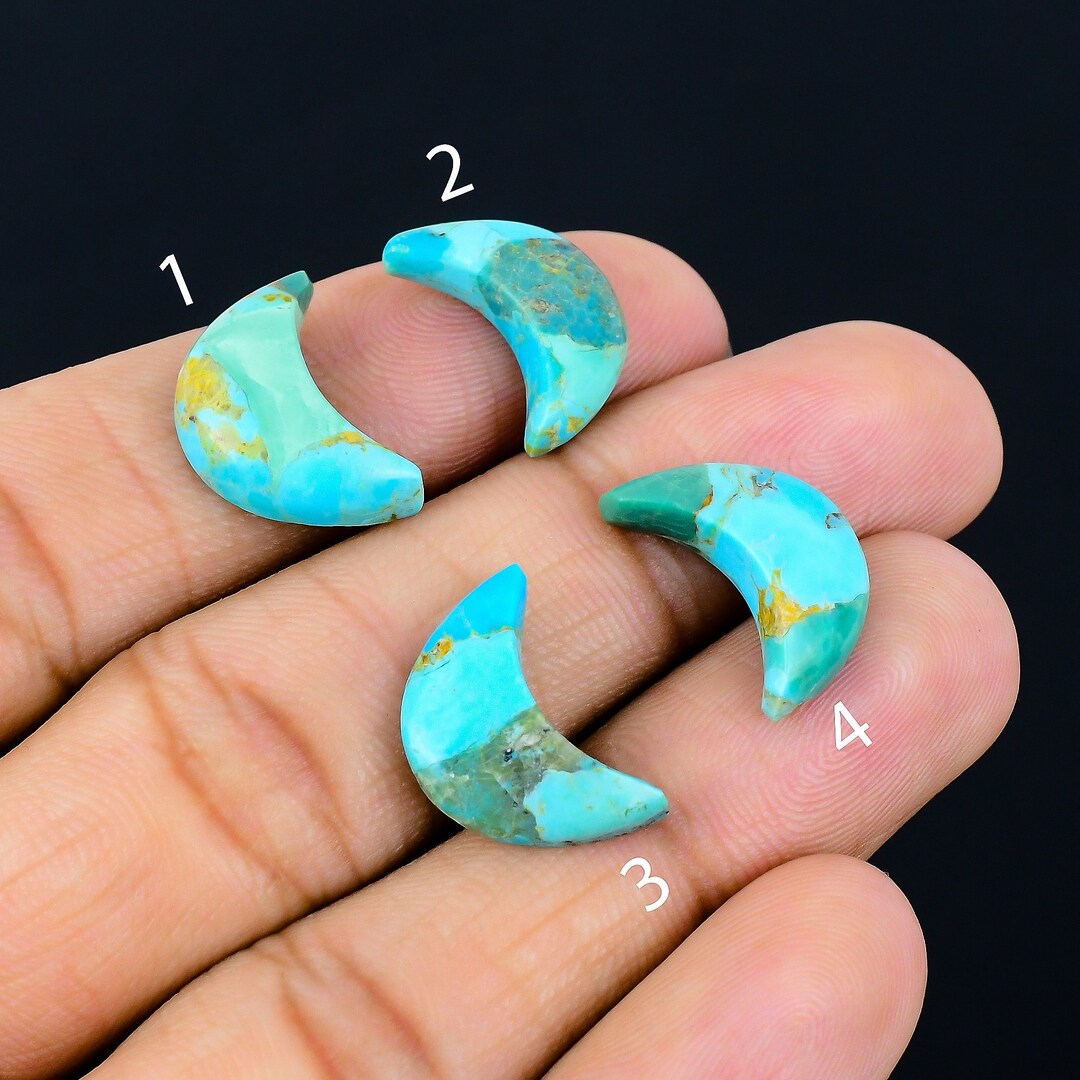 Natural 6.30 Cts Mohave Turquoise Carving, Blue Gemstone, Crescent ...