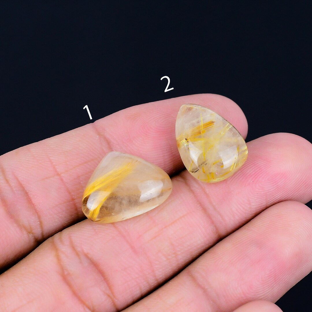 12.70 Cts Golden Rutile Gemstone/ Yellow Cabochon Golden Rutile Fancy ...