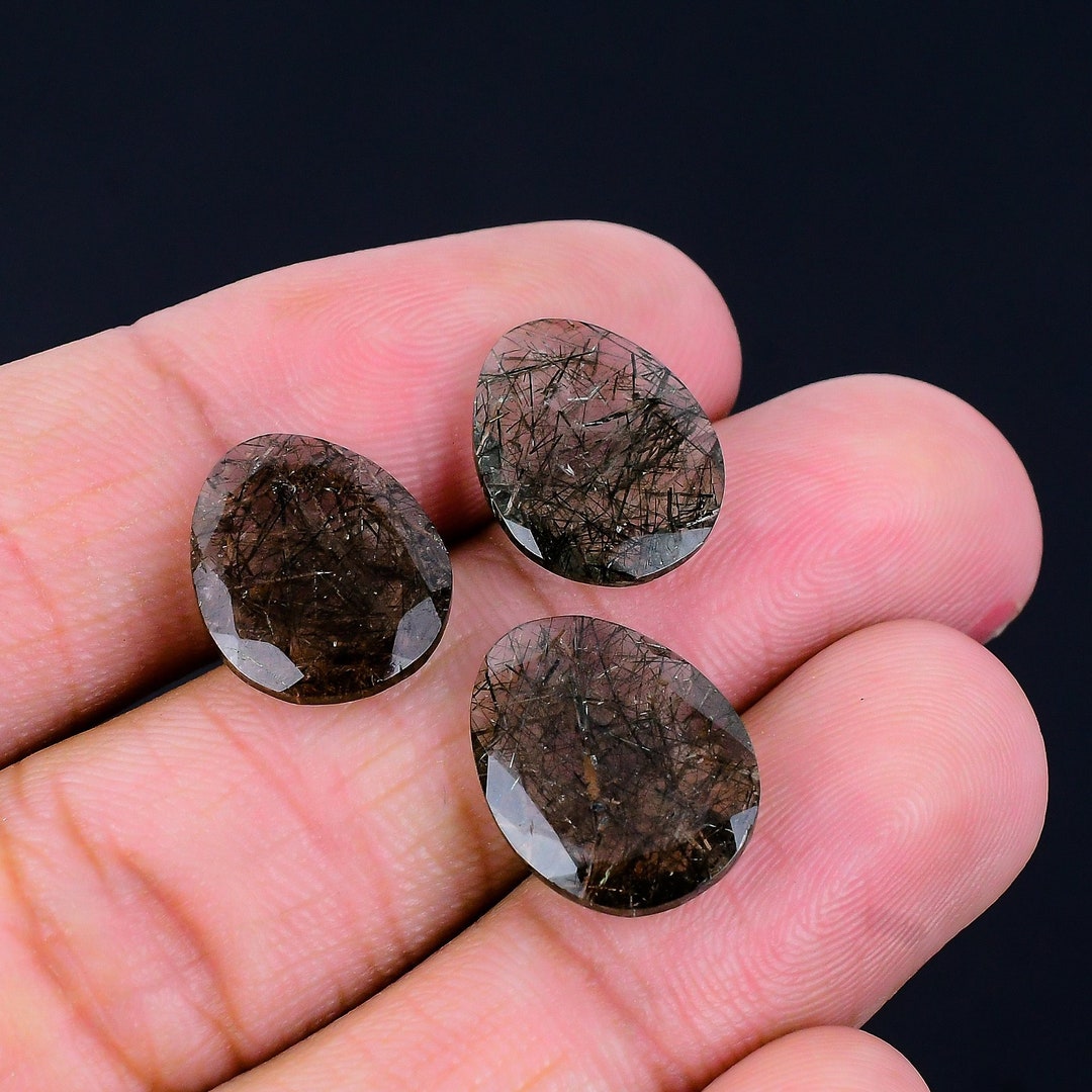 Natural Black Rutile Faceted, Black Oval Black Rutile Gemstone, Radiant ...