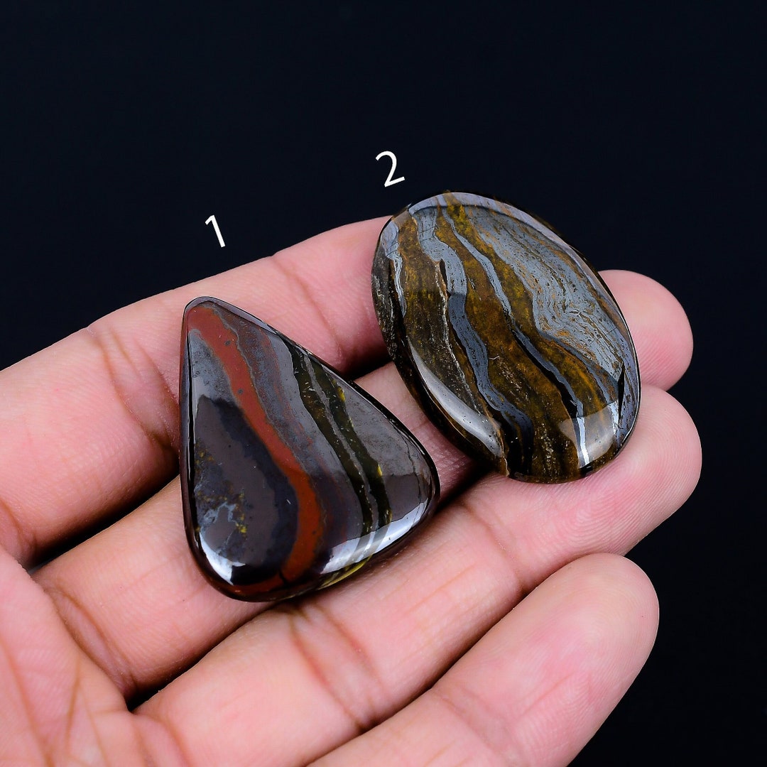 Genuine 79.45 Cts Iron Tiger Eye Gemstone/ Black Tiger's Eye Cabochon ...