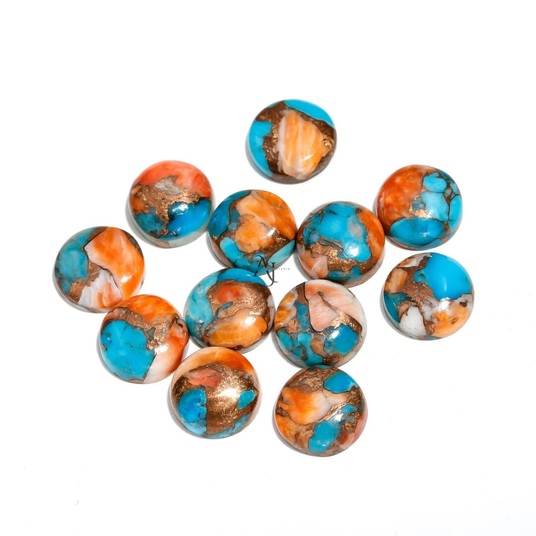 Natural Oyster Turquoise Gemstone/ Orange Turquoise Cabochon/ Turquoise ...