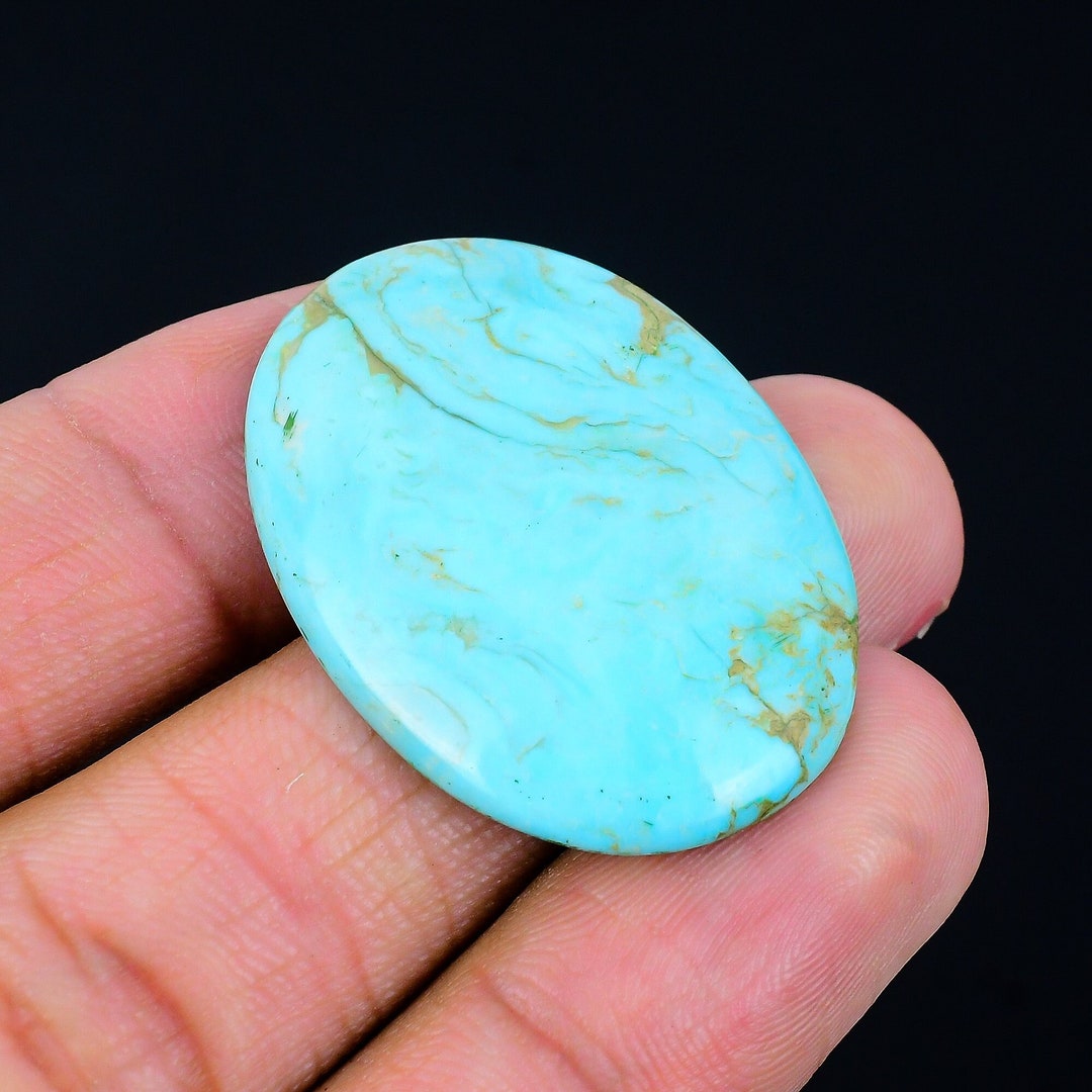 Untreated 33.80 Cts Ribetan Turquoise Cabochon, Blue Cabochon Cut ...