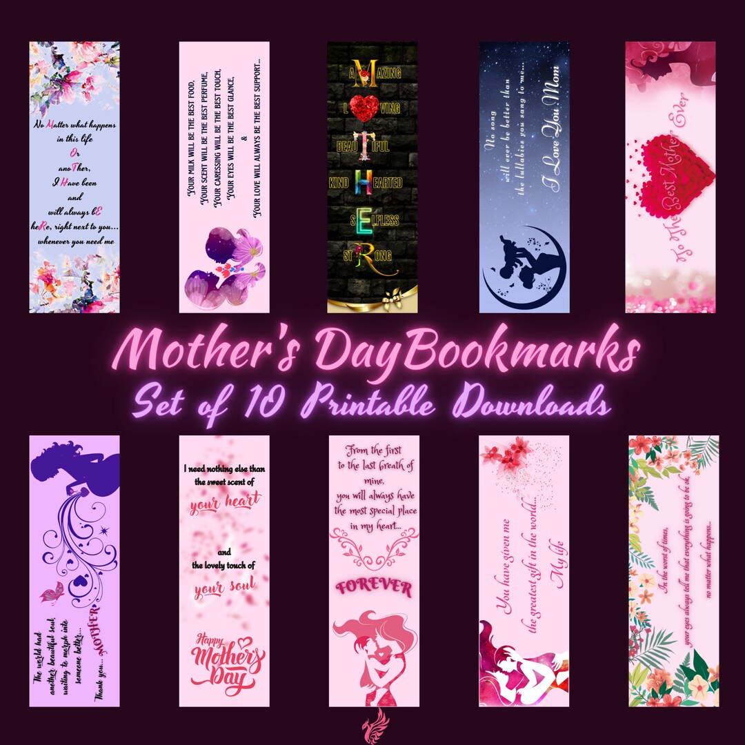 Mother's Day Bookmarks, Printable Bookmark Bundle, Instant Download ...