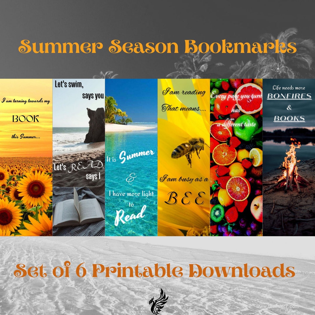 Printable Bookmark Bundle, Booklover Gift, Instant Download, Set of 6 ...