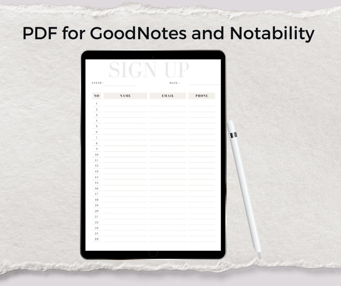Sign up Sheet | Printable Minimalistic Sign up Sheet | PDF Printable ...