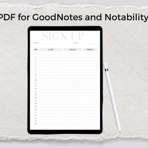 Sign up Sheet | Printable Minimalistic Sign up Sheet | PDF Printable ...