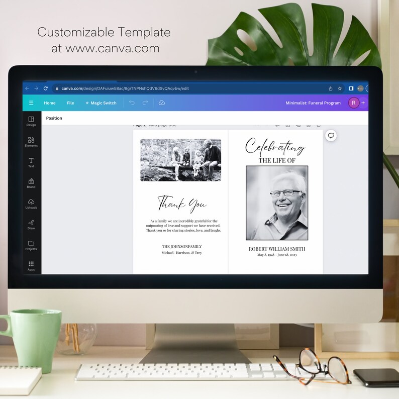 Editable Funeral Program Template Canva Celebration Of Life Funeral