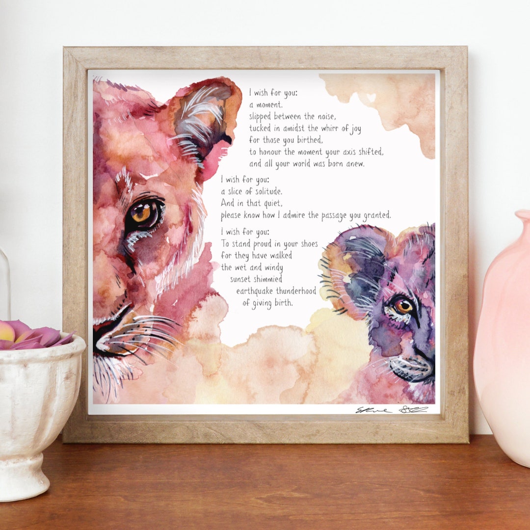 Giving Birth Day, MOTHER'S Day, Giclée Art Print. POEM, HANDPAINTED ...
